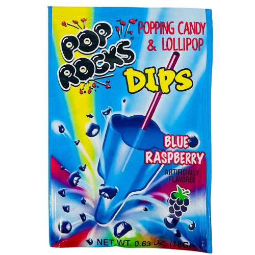 Pop Rocks Dips – Blue Raspberry (18g) | Fun Popping Candy with Dip ...