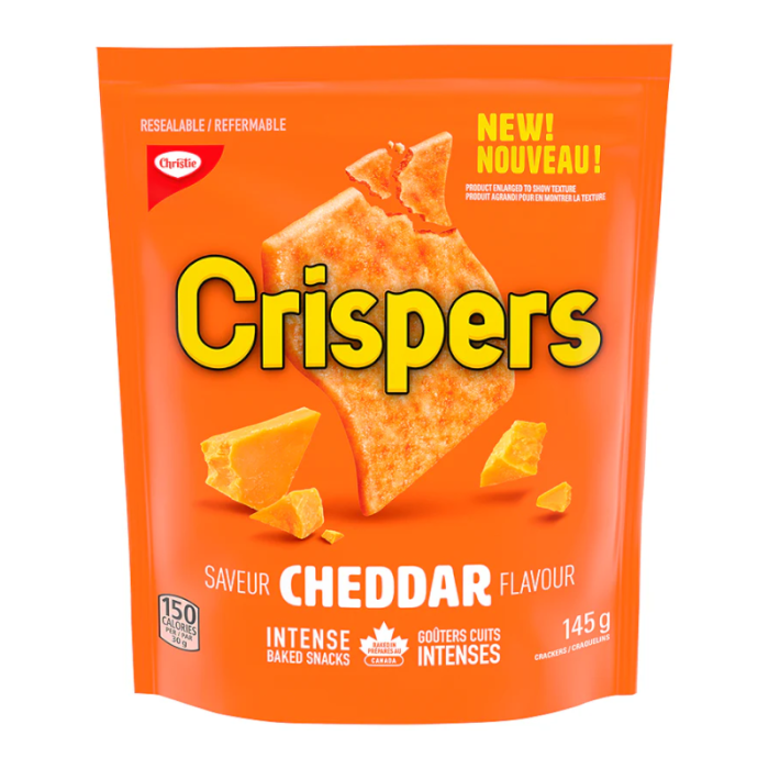 Crispers Cheddar Crackers – Crunchy Cheddar Flavoured Crackers (145g ...